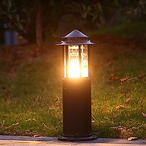 Black E27 Acrylic Lampshade Lawn Garden Outdoor Floor Lamp IP42 Waterproof Aluminum Metal Courtyard Community Column Street Light Path Courtyard Villa Park Landscape Pillar Post Lamp