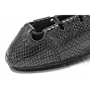 Irish Dance Pumps Soft Shoes - Diamond Stitch Leather Upper, Split Sole, Shock Absorbing Insole - UK Sizes Black