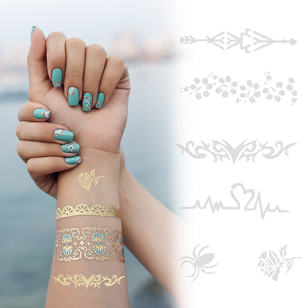 Jim&Gloria Body Art Tattoo Pen 10 Colors With Gold and Silver Fake Tattoos Brush Temporary Tattoo Kit Teen Girls Trendy Stuff for Birthday Friendsgiving Thanksgiving and Christmas gift ideas