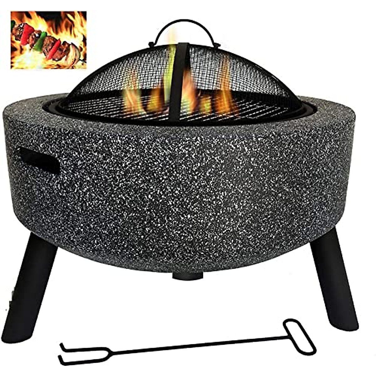 LEAYAN Garden Fire Pit Grill Bowl Grill Barbecue Rack Outdoor Table Top Fire Pit Outdoor Heaters & Fire Pit BBQ Grill Firepit Bowl Backyard Patio Garden Fireplace with Grill Grate for Camping
