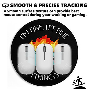 Dumpster on Fire Small Mouse Pad, Cute Funny Round Mousepad with Non-Slip Rubber Base, This is Fine Mouse Pads for Desk Accessories Laptop Gaming Office Supplies Decor(8.6 x 8.6 Inch)