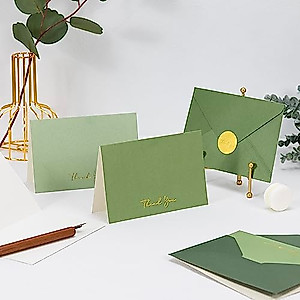 Crisky Shade of Sage Green Thank You Cards (50 Pack) with Craft Envelopes & Stickers Printable Greeting Cards Bulk for Birthday, Baby Shower,Bridal Shower, Wedding, Graduation.