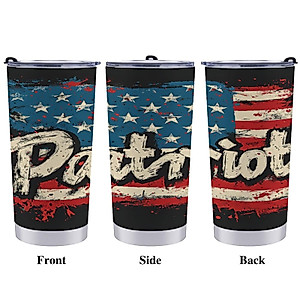 zxxpensy 20 Oz Tumbler Travel Cup United States Patriot Water Bottle, Stainless Steel Vacuum Insulated Coffee Mug with Straw Lid And Cleaning Brush