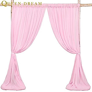 Party Backdrop Background Pink Chiffon Fabric Curtains 10ft x 10ft for Wedding Photo Backdrop Baby Shower Decoration