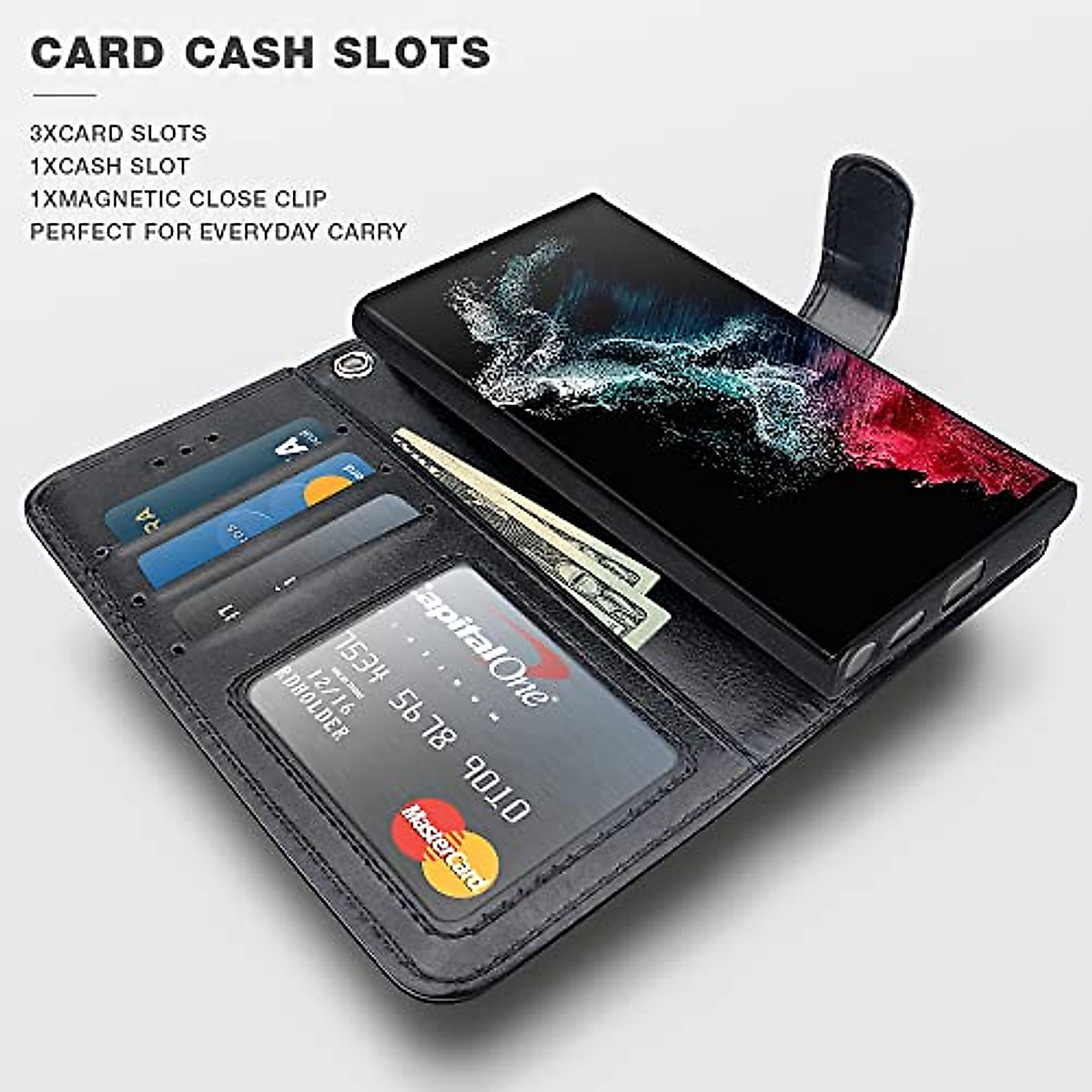 Shields Up for Galaxy S22 Ultra Case, [Detachable] Magnetic Wallet Case with Card Holder & Strap for Girls/Women, [Vegan Leather] Floral Cover for Samsung Galaxy S22 Ultra 5G -Rose Flower/Sunflower