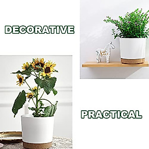 kubvici Planters for Indoor Plants, 8 Inch Plant Pots 2 Pack Flower Pots with Drainage and Saucer for Indoor Outdoor Plants, Plastic Indoor Planter Garden Pot White 8”