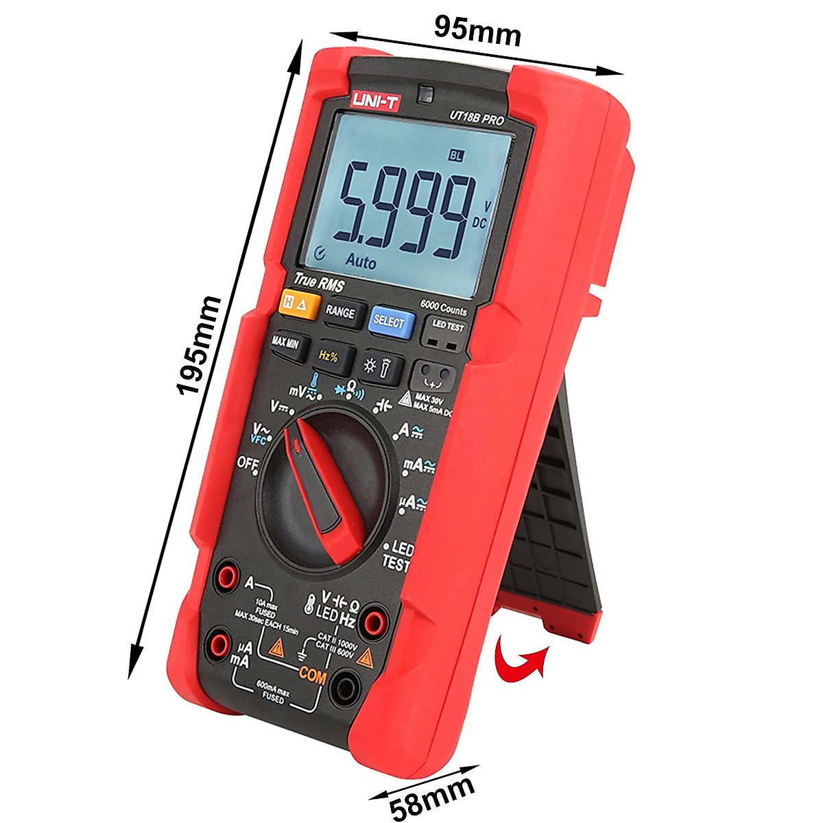 UNI-T UT18B Pro 1000V Digital True RMS Multimeter Handheld AC DC Voltage Tester Frequency Capacitance Meter