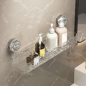 Attarrior Bathroom Suction Cup Storage Rack Without Punching Wall-mounted Shelf Bathroom Shower Storage Acrylic for Bathroom Storage (Clear, 2 PCS)