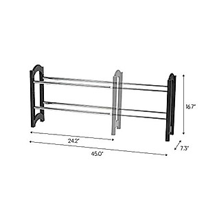 IRIS USA 2-Tier Shoe Rack for Entryway, 10 Pairs Extendable Shoe Organizer for Closet, Stackable Shoe Storage Organizer, Tall Black Shoe Shelf