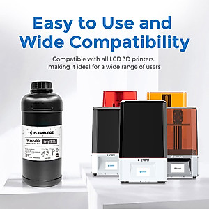 FLASHFORGE Water Washable 3D Printer Resin, 1000g Grey LCD UV Fast Curing Resin, 405nm Standard Photopolymer Resin for LCD 3D Printing