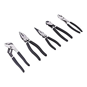 Amazon Basics Pliers Set with Durable Nylon Case - 5-Piece (8-Inch Diagonal, 8-Inch Combination, 8-Inch Long Nose, 8-Inch Groove Joint, 8-Inch Slip-Joint)