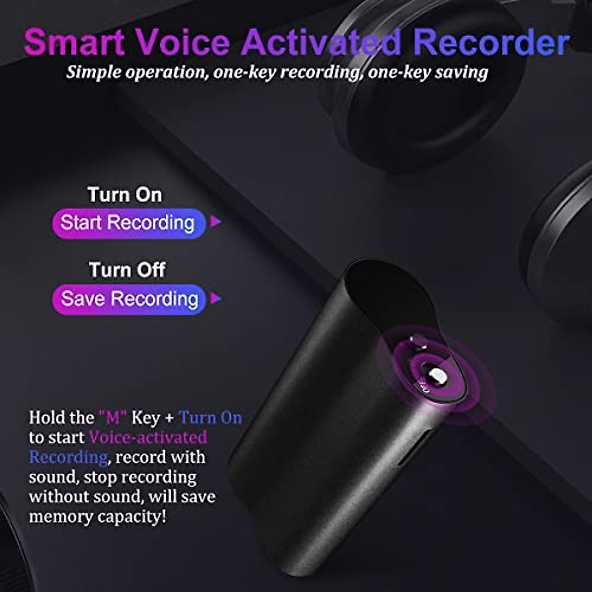 64GB+16GB Voice Recorder, Magnetic Voice Activated Recorder with 720 Hours Recording Capacity Small Voice Recorder Device with 500 Hours Battery Time - by Pverandio