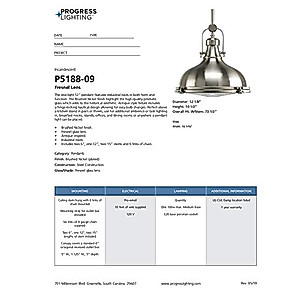 Fresnel Lens Collection 1-Light Fresnel Glass Coastal Pendant Light Brushed Nickel