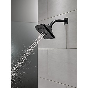 Delta Faucet 5-Spray H2Okinetic Raincan Shower Head, Black Showerhead, Square Shower Head, Delta Shower Head, Water Saving Shower Head, Matte Black 52664-BL