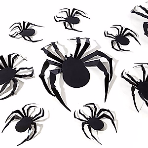 Halloween Home Decorations, 60 PCS 3D Large Spider, Realistic PVC Spider Stickers for Halloween Eve Party Supplies, DIY Scary Room Wall and Window Decor