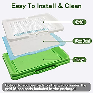 Fhiny Rabbit Litter Pan with 6 PCS Disposable Pee Pads, Guinea Pig Litter Box Plastic Small Animal Corner Potty Trainer for Bunny Guinea Pig Ferret Chinchilla Puppy