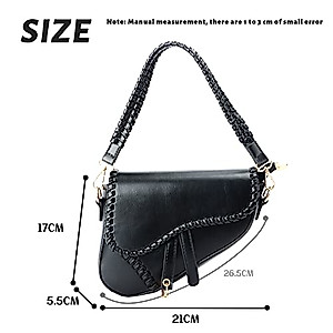 Ynport Saddle Bags Purse for Women Trendy Leather Shoulder Bag Knit Underarm Crossbody Bag Vintage Satchel Handbags