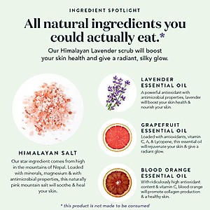 Bare Botanics Lavender Citrus Body Scrub 24oz | Made in Madison, WI | All Natural Himalayan Salt Exfoliator Skin Loving Moisturizers | Vegan & Cruelty Free | Gift Ready Packaging w/a Cute Wooden Spoon