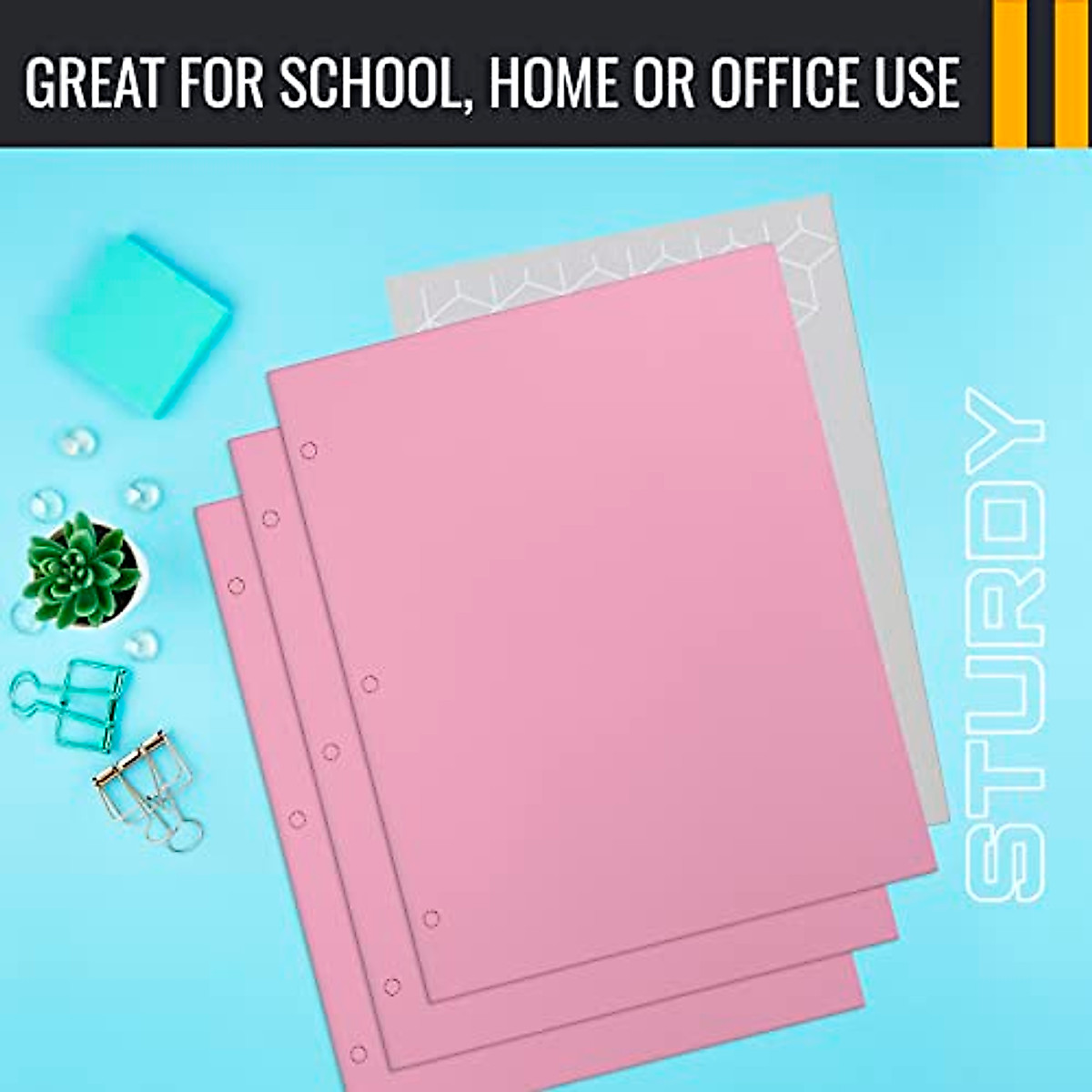 Two Pocket Portfolio Folders, 50-Pack, Pink, Letter Size Paper Folders, by Better Office Products, 50 Pieces, Pink