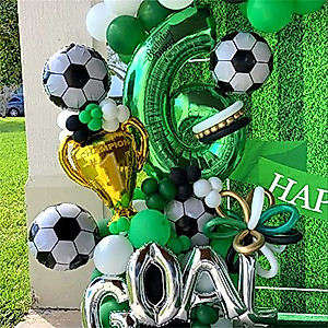 Soccer Party Balloons Set, 32 Inch Champion Trophy Mylar Foil Balloon and Football Helium Foil Balloons, World Cup 2022 Decor for Boys Kids Soccer Ball Fans Sport Birthday Party Decoration Supplies