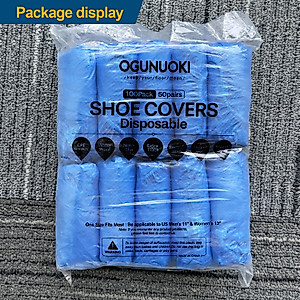 Shoe Covers Disposable Non Slip -100 Pack(50 pairs) 15.7'' Hygienic Foot Booties Covers Disposable Recyclable Waterproof Shoe Booties for Indoors, Fits Large Size Up to US Men's 11 & US Women's 13
