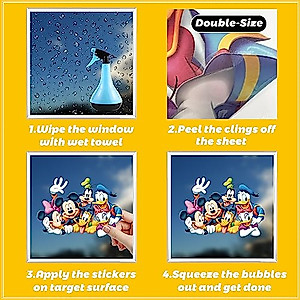 Gzkkkkx Cartoon Window Clings Decals,Party Removable Stickers for Glass Windows,Birthday Party Supplies Holiday Home Decorations (Mickey(8Sheets）), ZE073