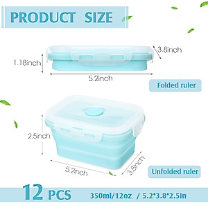 Maxdot Set of 12 Silicone Food Storage Containers Collapsible Bowls with Lids Vacuum Seal Silicone Lunch Box for Fruit Meal Freezer Kitchen Microwave Dishwasher Safe (Mixed Color, 12 oz)