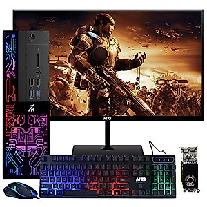 Gaming PC Desktop, Intel Core i3-6500, TechMagnet Siwa 6, 16GB RAM, 240GB SSD (Fast Boot), 1TB HDD, AMD RX 550 4GB DDR5, New MTG 24" Monitor, RGB Speakers Keyboard Mouse, Windows 10 Pro (Renewed)