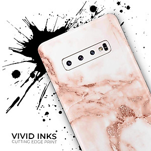 DesignSkinz Rose Pink Marble & Digital Gold Frosted Foil V8 Protective Vinyl Decal Wrap Skin Cover Compatible with The Samsung Galaxy S20 (Screen Trim & Back Glass Skin)