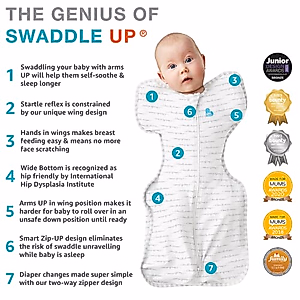 Love to Dream Swaddle UP Organic Lite 0.2 TOG, Stardust, Small, 8-13 lbs, Better Sleep, Allow Baby to Sleep in Their Preferred Arms Up Position for Self-Soothing, Snug Fit Calms Startle Reflex