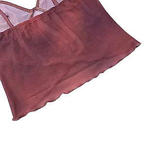 NZNDSHD Women Y2k Spaghetti Strap Crop Tank Tops Sexy Sleeveless V-Neck Cami Corset Tops Summer Backless Mesh Crop Tops (Pink Print, M)