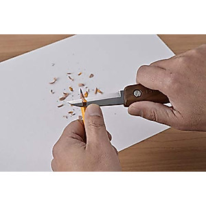 KAKURI Japanese Wood Carving Knife Folding 2.3" (Double Bevel), Made in JAPAN, Japanese White Steel No.2 Blade, Pocket Knife for Woodworking, Woodcarving, Outdoor, Camp, Bushcraft, Brown