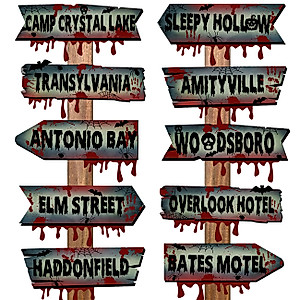 Halloween Horror Movie Themed Decoration,20Pcs Horror Cardboard Signs for Wall Decor Waterproof Horror Movie Photo Booth Props for Halloween Party Decoration