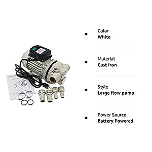 Diaphragm Irrigation Self priming Electric water pump;Large flow pump 10.6 GPM, 115VAC, 23PSI, 14.3lb, Lift 11m, Power 350W (Pump-540B), White, (Pump-540)