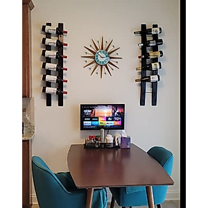 CMCNCBC Barrel Stave Wine Rack, Wall Mounted Wood Wine Rack, Wine Bottle Holder Towel Rack, 6 Wine Bottle Rack Holder Shelf Rustic Wood Wall Wine Rack