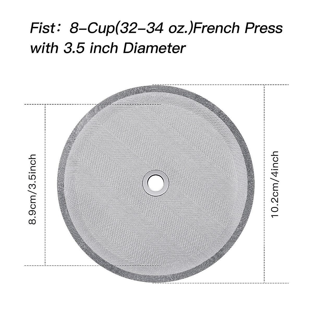 6 Pieces French Press Replacement Filters Mesh Filters Replacement 4 Inch Stainless Steel French Press Replacement Screen for 1000 ml, 34 Oz, 8 Cup French Press Coffee Makers and Tea Machines