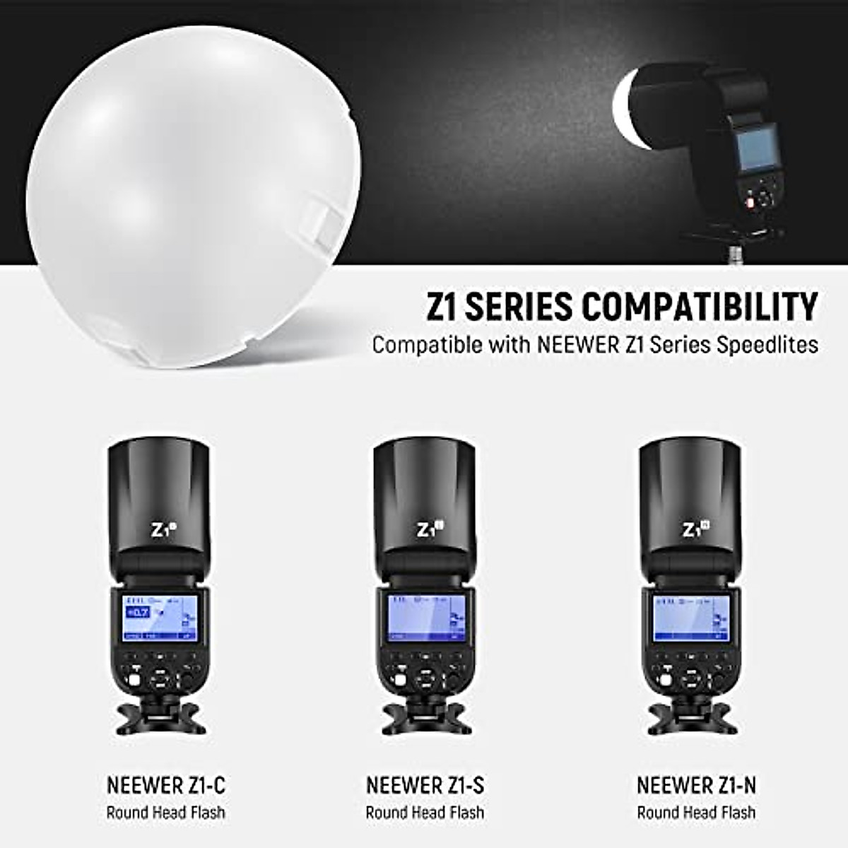 NEEWER Magnetic Dome Diffuser for Round Head Speedlite Flash ...
