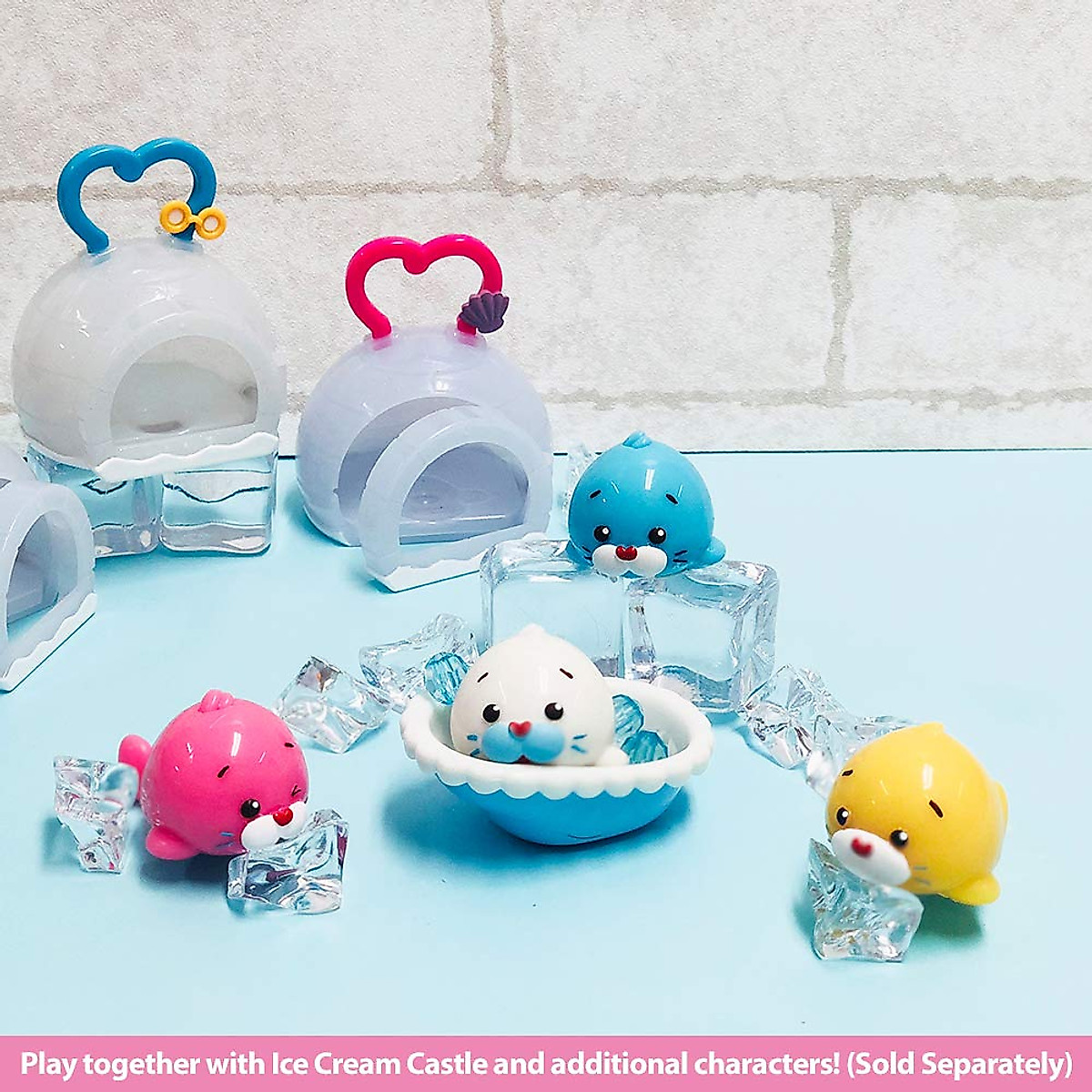 TOYTRON Baby Seal Harp, Harp and Friends, Ice Cream Castle, Battery Operated Interactive Playset Toy with Various Light and Sound Effects - 3 Years and up