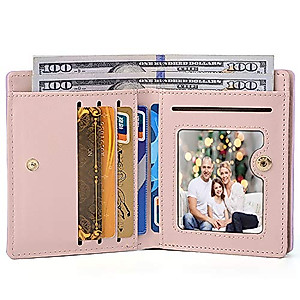 UTO Wallet for Girls PU Leather Card Holder Organizer Women Small Cute Coin Purse Light Purple