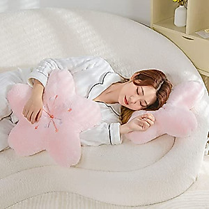 SEGTJAZV Cherry Blossom Floor Throw Pillow, 18inch Pink Kawaii Decorative Seating Plush Cushions Play Mat, Flower Plant Pillow for Bed Sofa Chair (Pink - 18Inch)