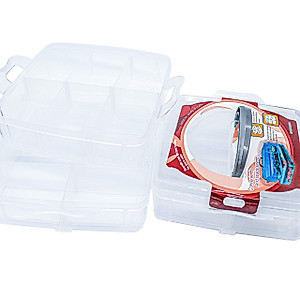 HengKe Craft Organizer Box 3 Layer Stackable Craft Storage Jewelry,Hardware,Craft Supplies Organizer with Adjustable Compartments for Accessories, Beauty Supplies, Art Supplies,Toy,Fuse Beads