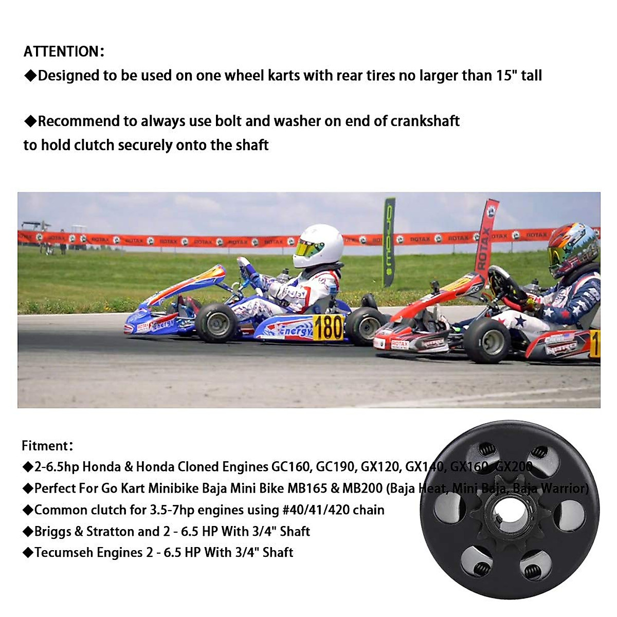 MOOSUN Minibike Go Kart Clutch 3/4" Bore 10 Tooth for #40/41/420 Chain