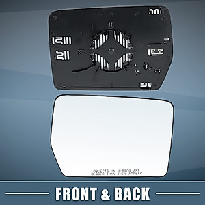 A ABSOPRO Heated Mirror Glass 4L3Z-17K707-AB with Backing Plate Passenger Right Side Mirror Replacement Glass for Ford F150 2004 2005 2006 2009 2010