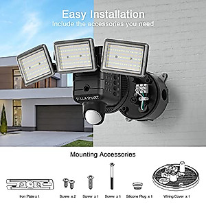 Smart LED Security Lights, 36W 5000LM Dimmable Motion Sensor Lights Outdoor, 2700K-6500K, IP65 Waterproof, App Group Control, Dusk to Dawn Security Flood Light for Garage, Yard, Porch