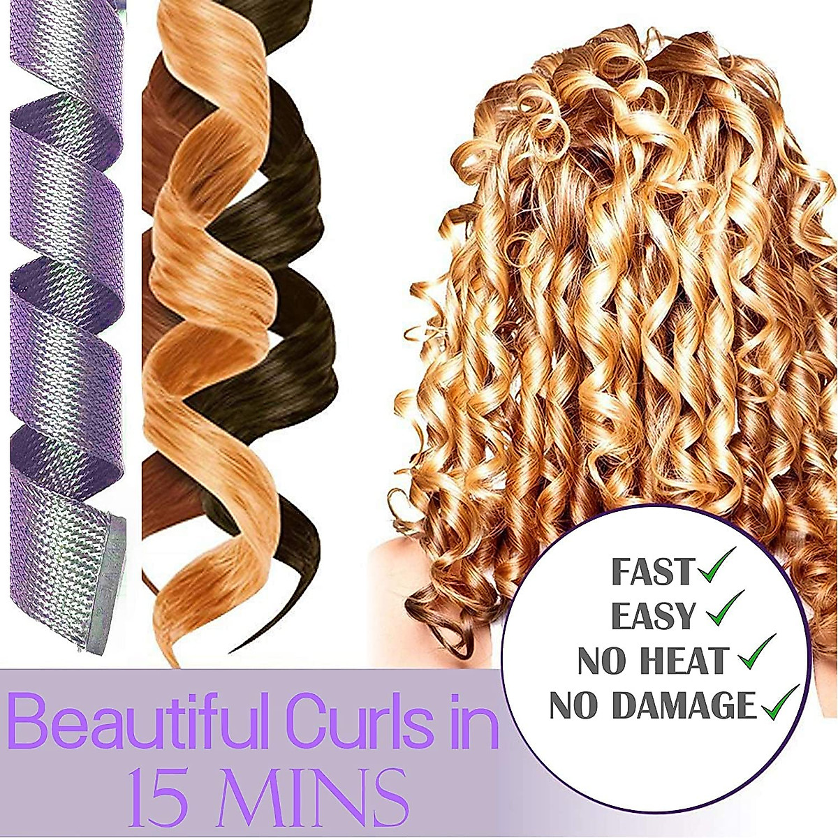 40 PCS Magic Hair Curlers Curls Styling Kit, DIY No Heat Hair Curlers for Extra Long Hair up to 18" (45 cm) - Organic Labs