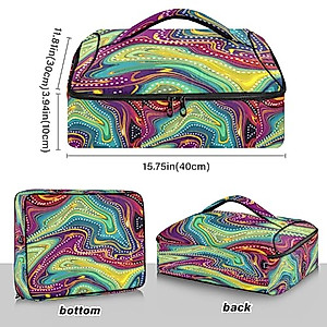 Kcldeci Insulated Thermal Food Carrier Insulated Casserole Carrier for Hot or Cold Food,Rainbow Marble Insulated Tote Bag for Potluck Cookouts Parties Picnic,Lasagna Lugger