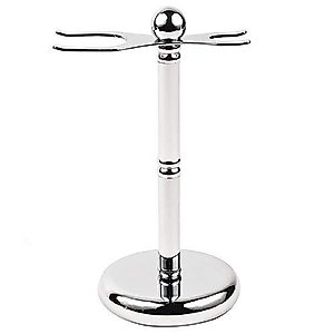 Parker Deluxe Chrome 2 Prong Safety Razor and Shaving Brush Stand