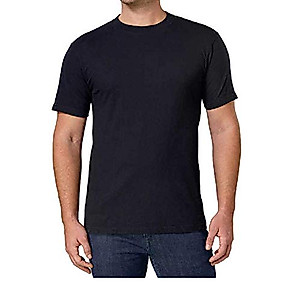 Kirkland Men's Crew Neck White T-Shirts 100% Combed Heavyweight Cotton Pack of 6 (Large, Black)