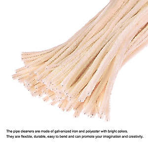 MECCANIXITY Pipe Cleaners Chenille Stems 30cm/12 Inch for DIY Art Creative Crafts Decorations, Beige Pack of 200