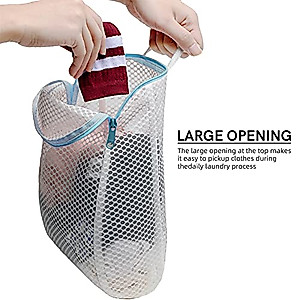 COMLIFE Set of 2 Delicates Honeycomb Mesh Laundry Bag，Use YKK Zipper，with Handle, Extra Large Opening, Side Widening Design, Baby Products, Face Cleansing Pads,Socks, Fine Knitwear Mesh Wash Bags (Blue)